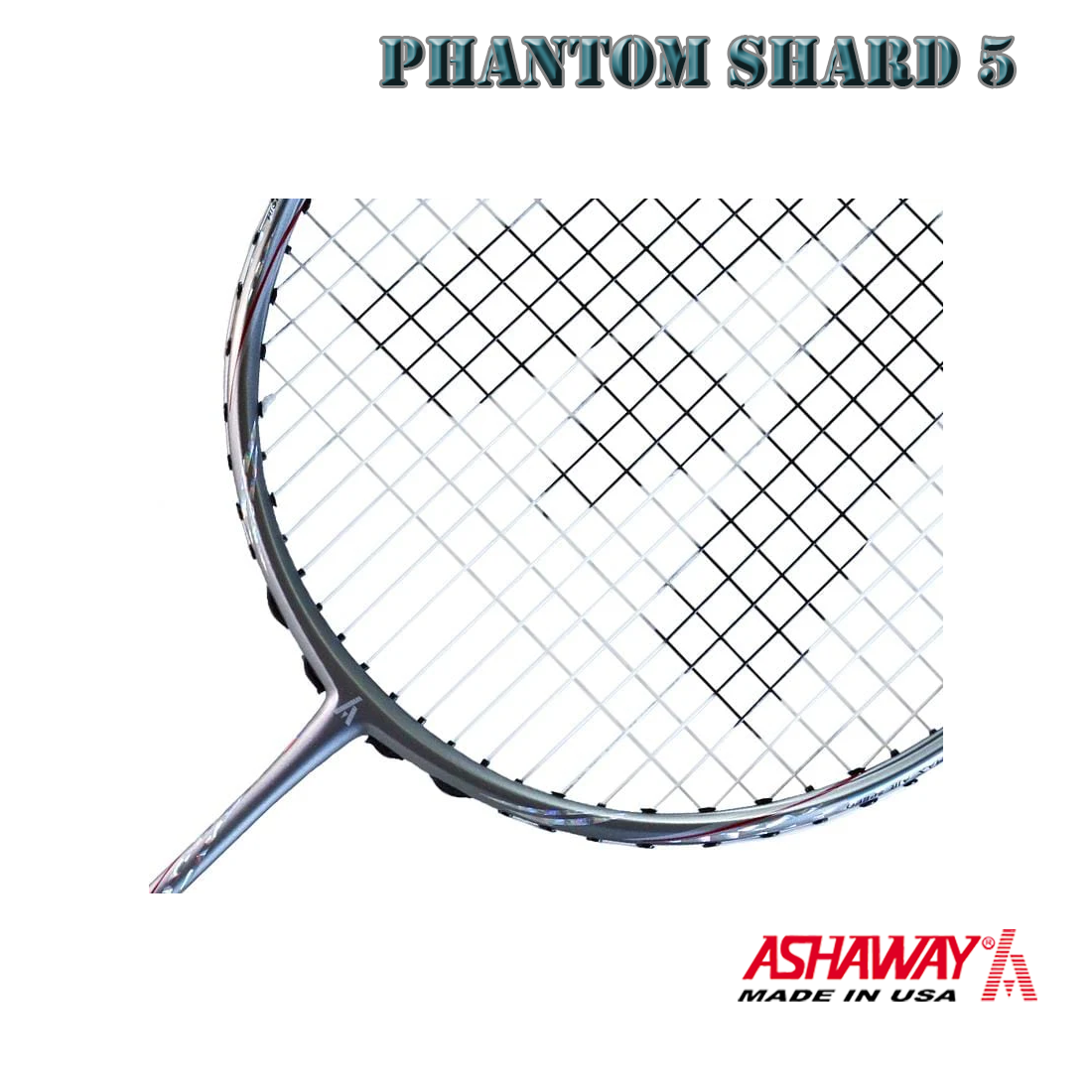 Ashaway Phantom Shard 5 5U Badminton Racket - Silver / Blue With Full ...
